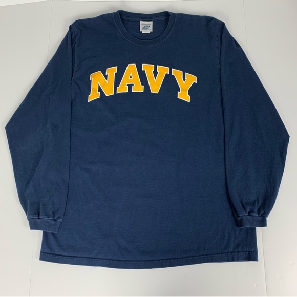 U.S. Navy | Shirts | Vintage Navy Tee Us Naval Academy Long Sleeve Blue ...